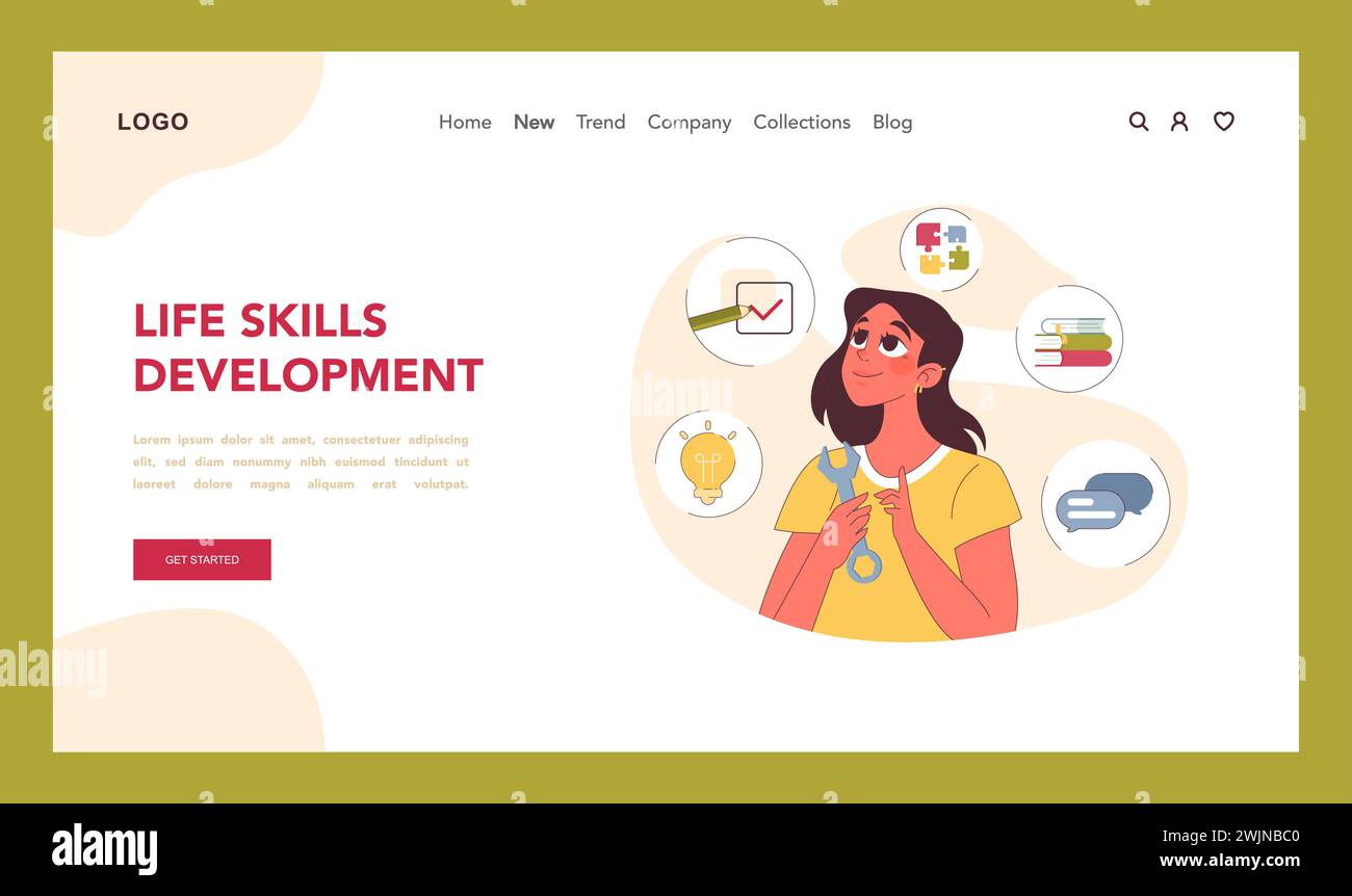 Life skills development concept. Young girl with key tool, willing to ...