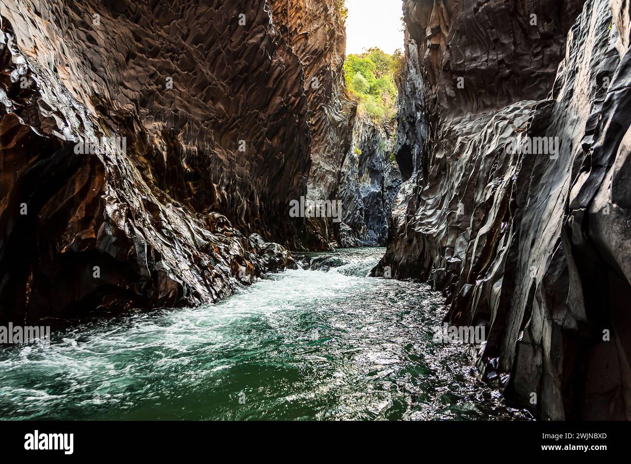 the river that flows in the Alcantara Gorges, a Sicilian natural wonder ...