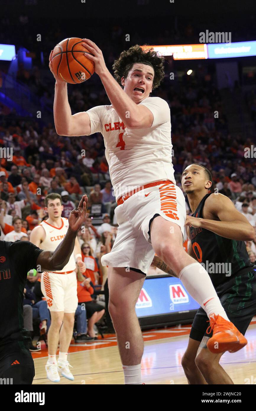 CLEMSON, SC - FEBRUARY 14: Clemson Tigers forward Ian Schieffelin (4 ...