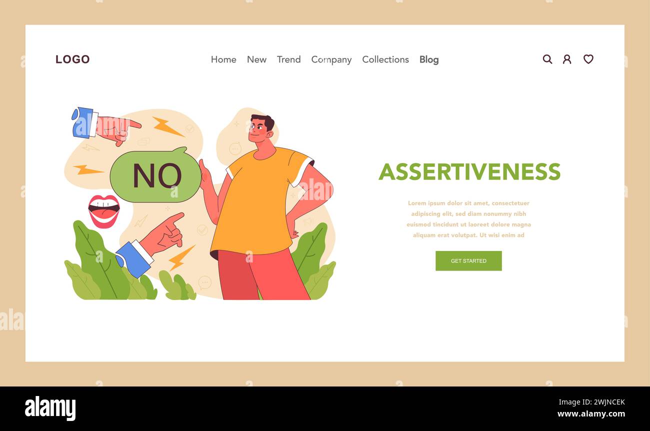 Assertiveness Concept Young Man Confidently Expresses Boundary With