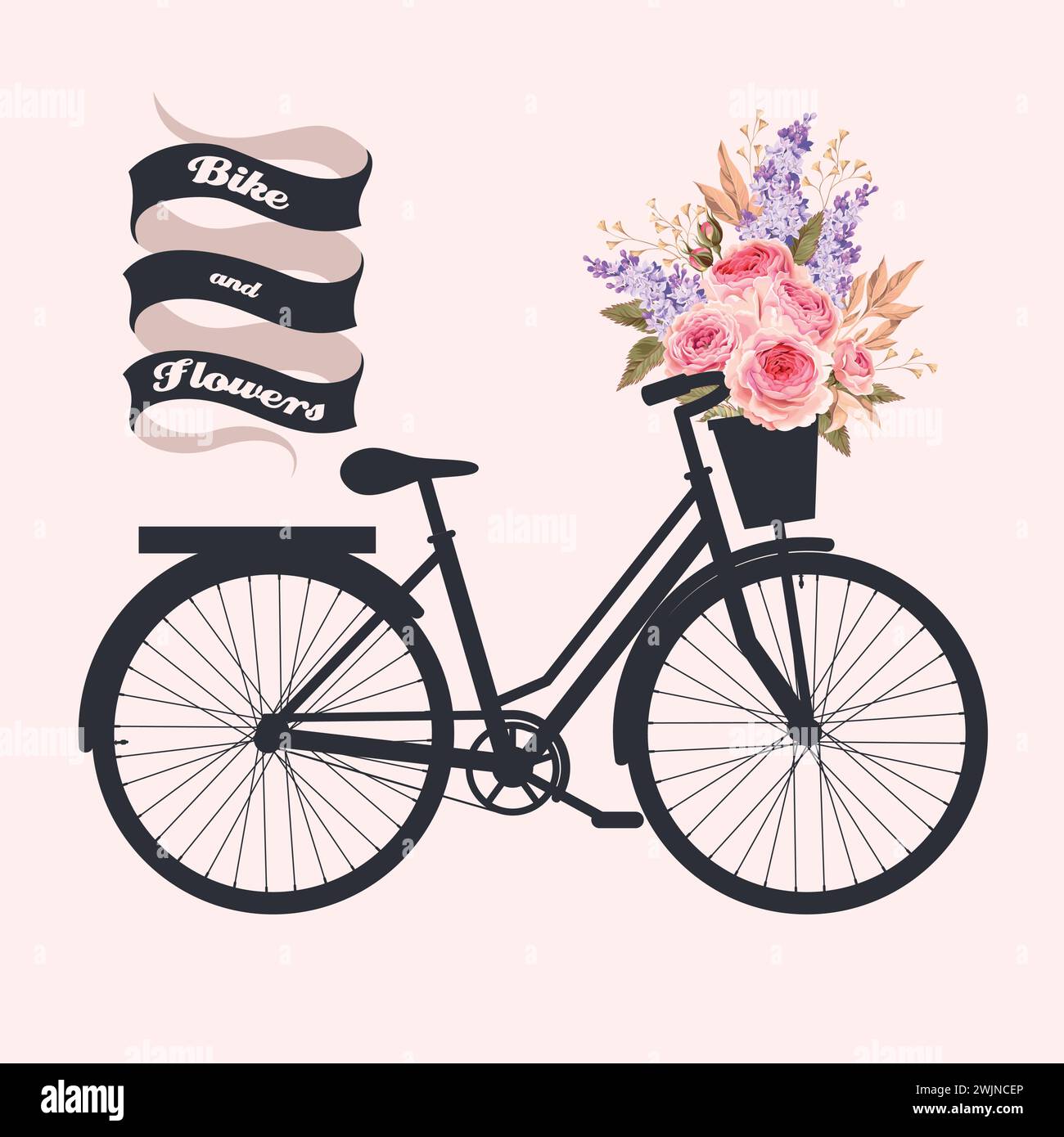 Bicycle with roses Stock Vector Image & Art - Alamy