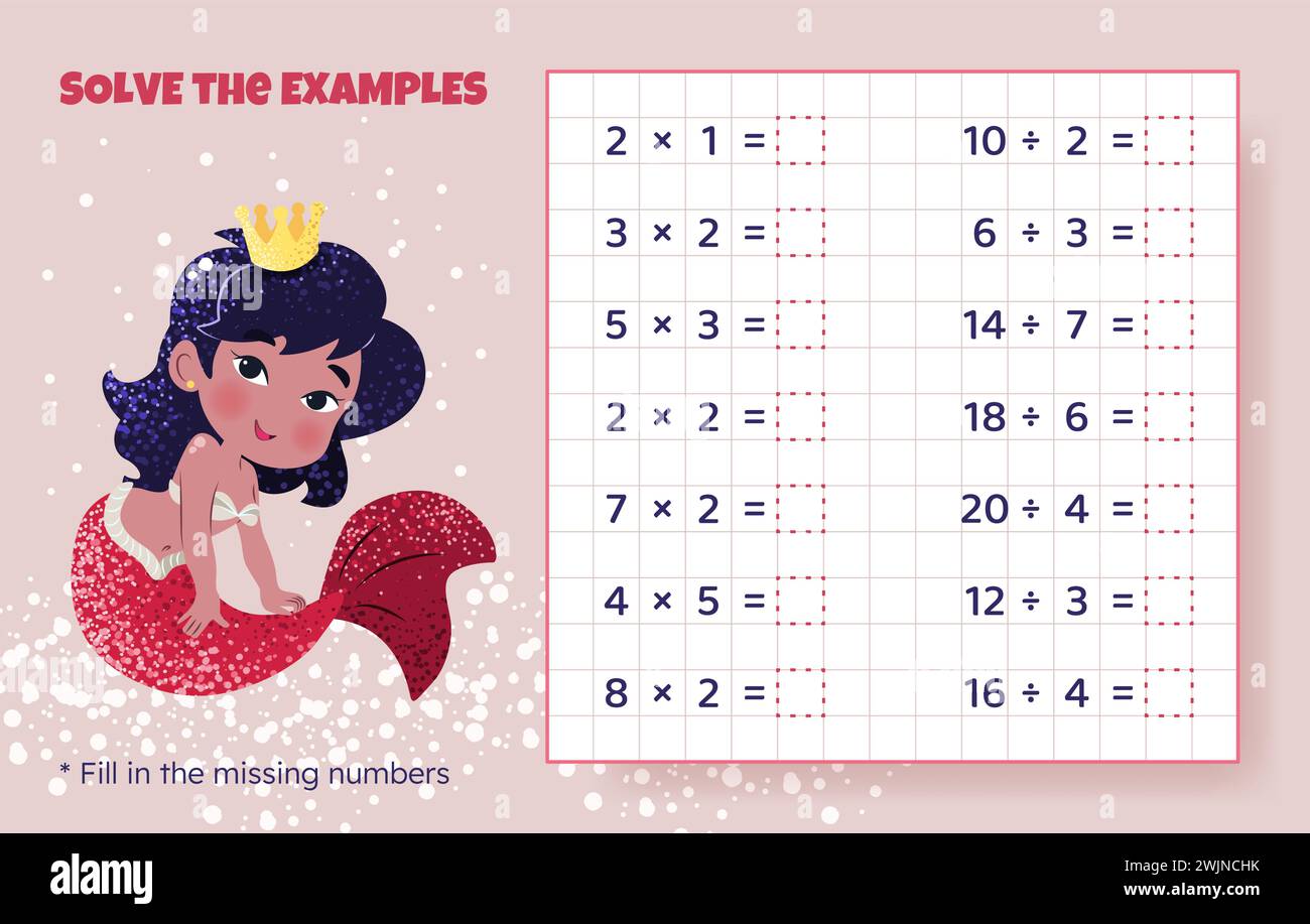 Math game for kids. Multiplication and division Stock Vector Image ...