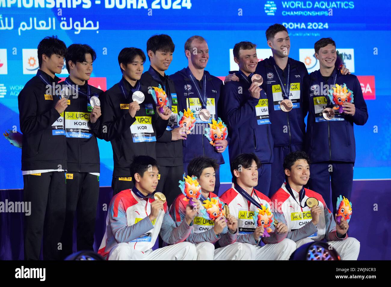 Gold medalist China team, silver medalist South Korea team and bronze ...