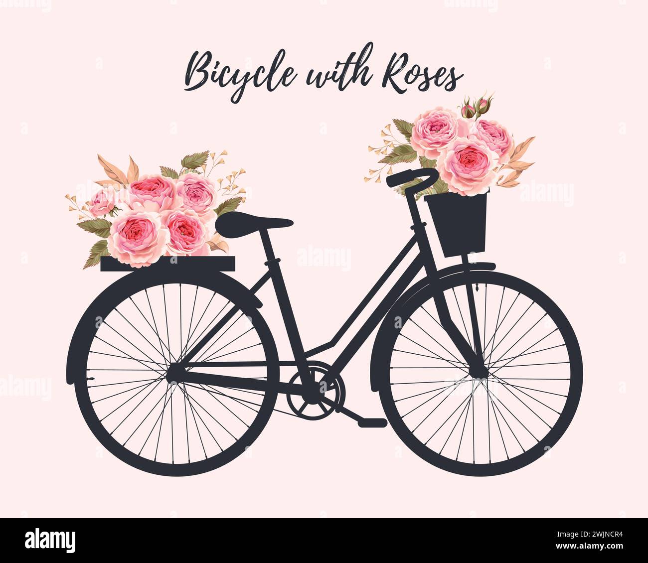 Bicycle with roses Stock Vector Image & Art - Alamy