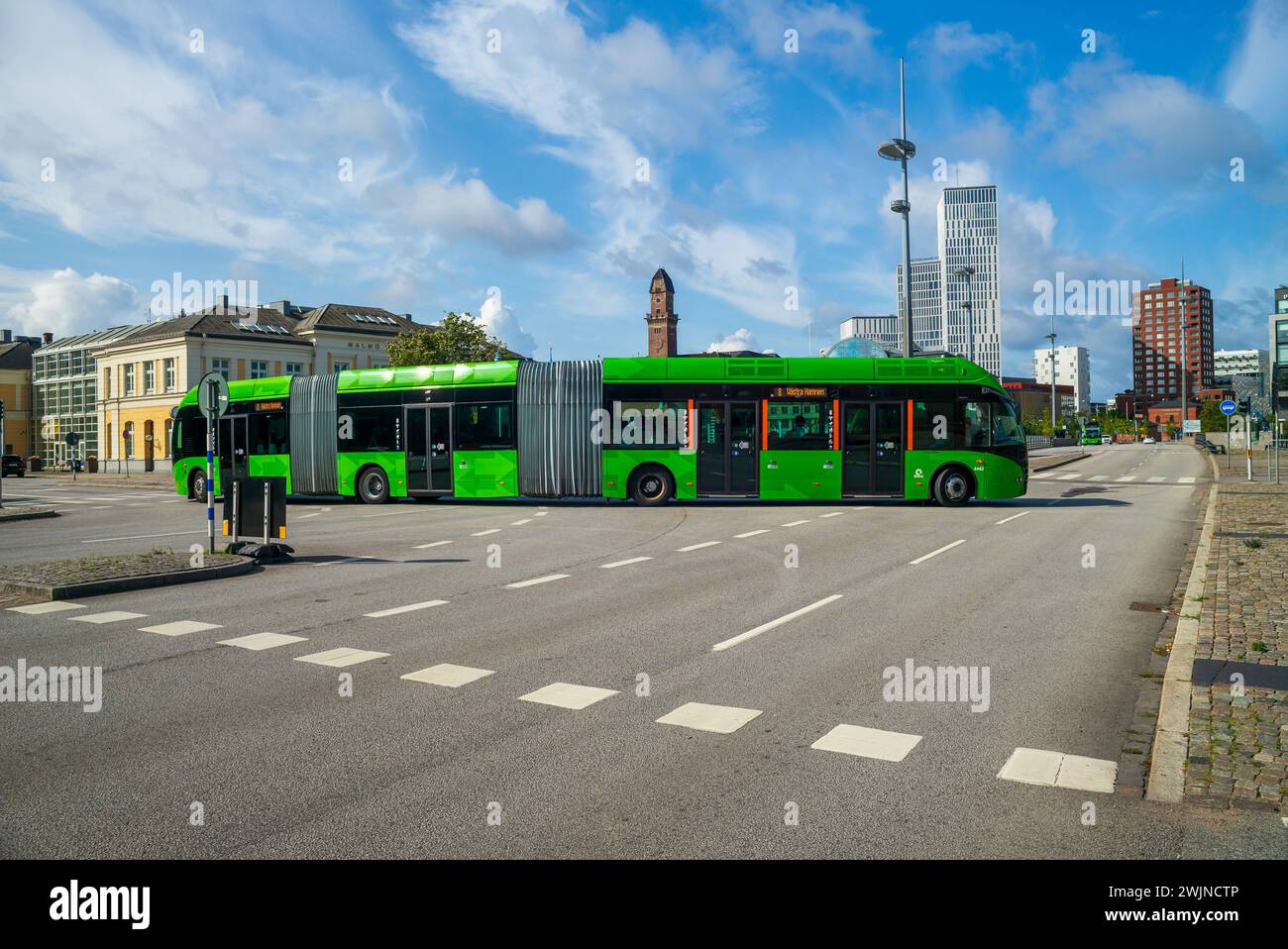 malmoe, sweden, 19 july 2023, electric powered public bus in the ...
