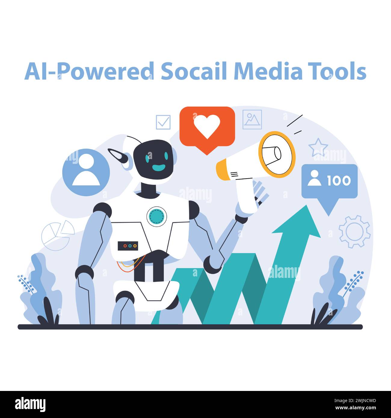 AI-Powered Social Media Tools concept. Revolutionizes engagement and ... AI-Powered Social Media Tools concept. Revolutionizes engagement and ...