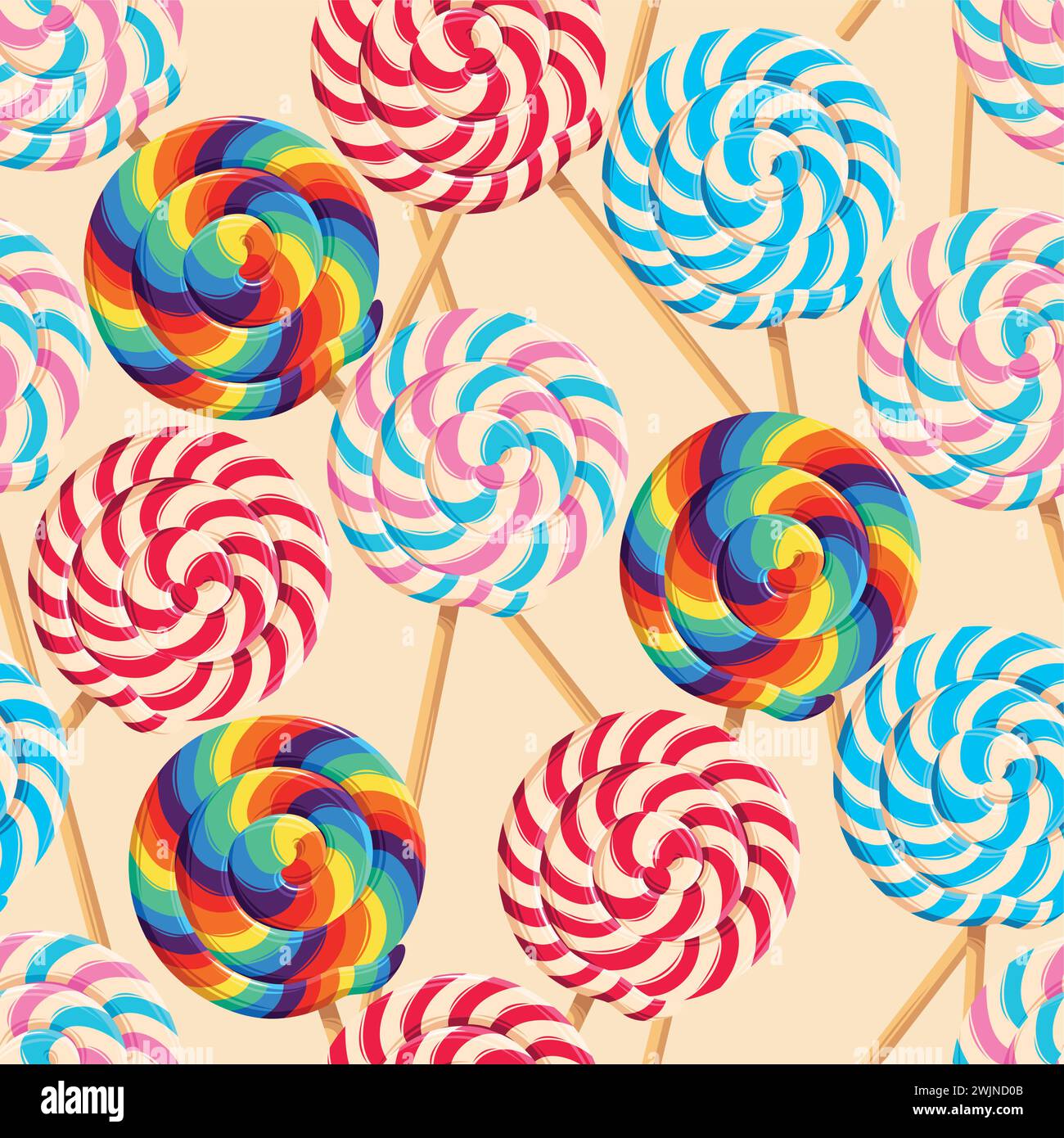 Seamless pattern with striped lollipops Stock Vector Image & Art - Alamy