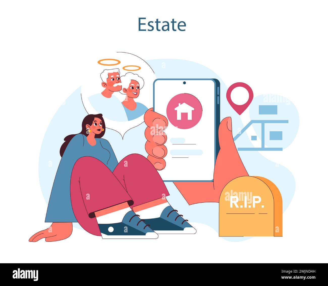Estate management. A woman navigates property inheritance with a ...