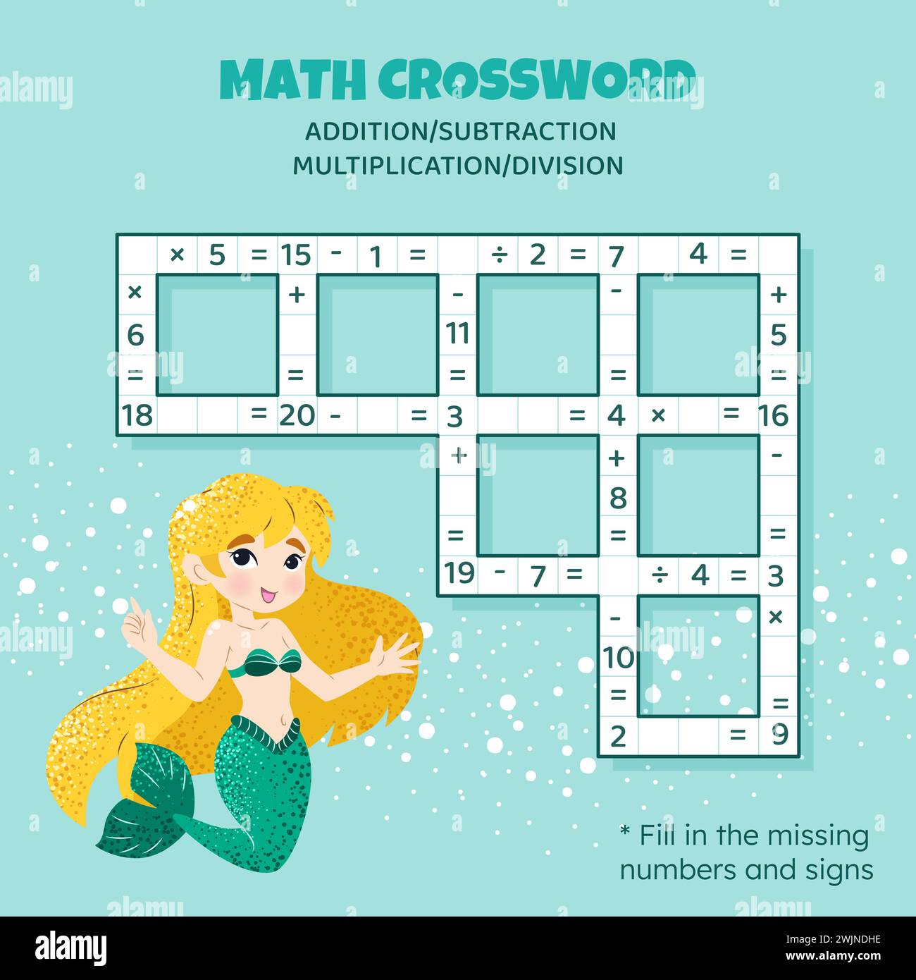 Math Crossword. Addition, subtraction, multiplication and division ...