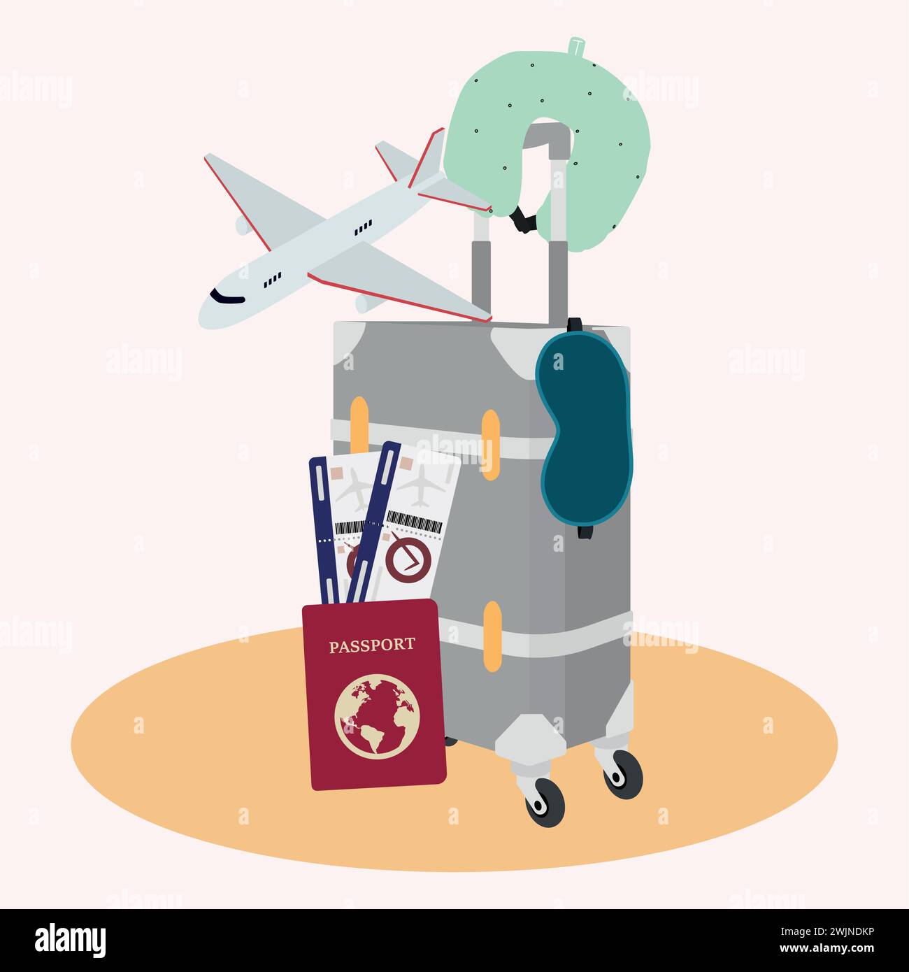 Isolated suitcase with different travel accesory items Vector Stock ...