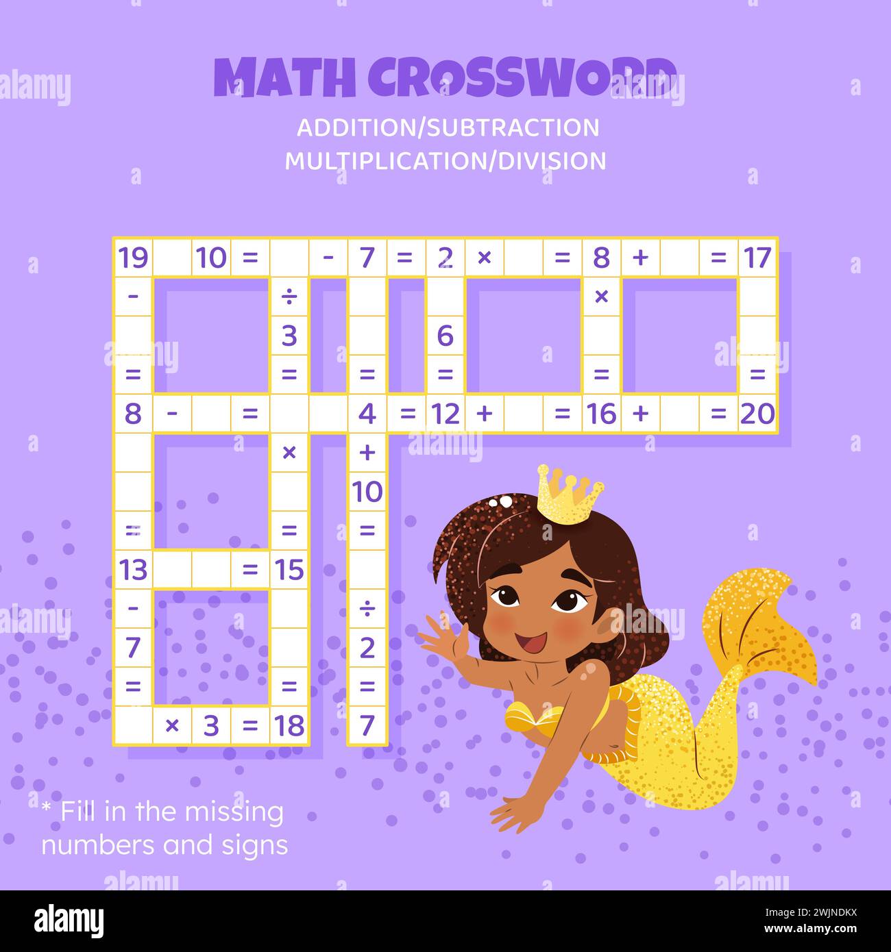 Math Crossword. Addition, subtraction, multiplication and division ...