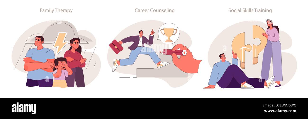 Socio-psychological support concept. Family dynamics, career ...