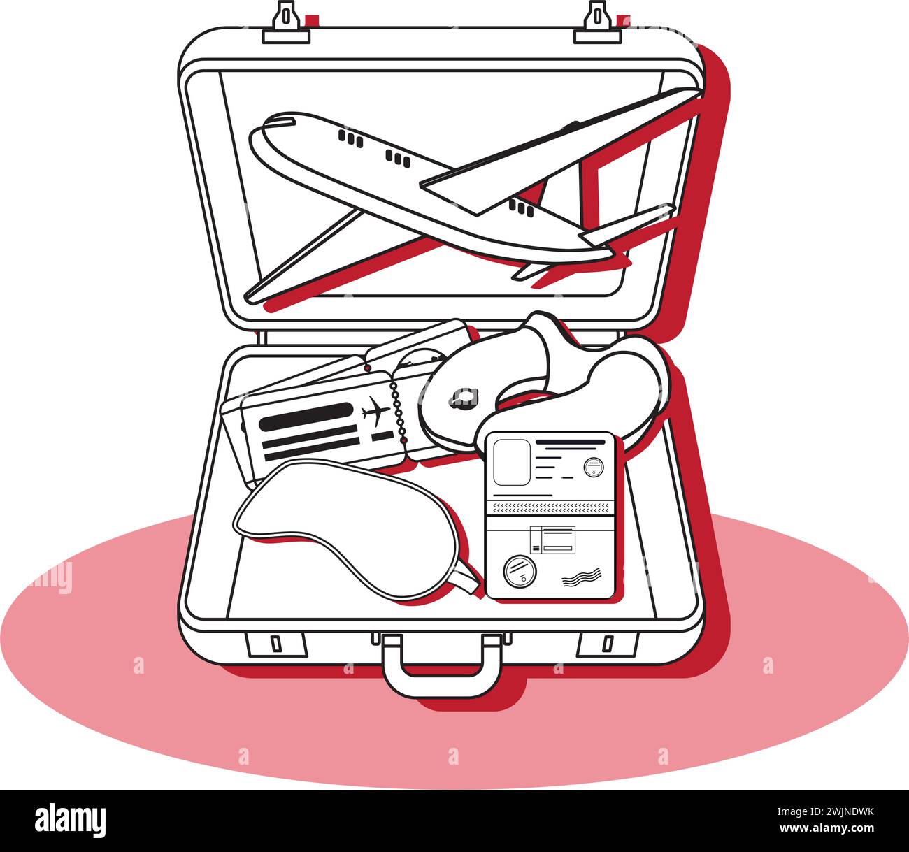 Isolated suitcase with different travel accesory items Vector Stock ...