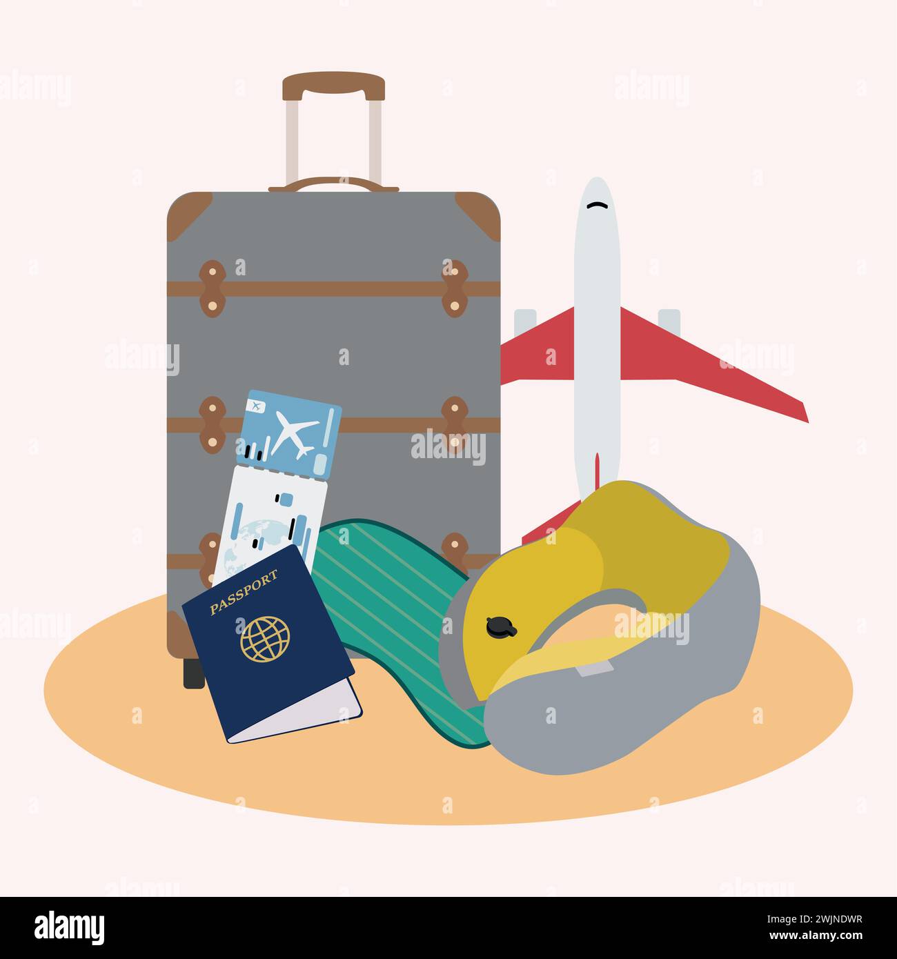 Isolated suitcase with different travel accesory items Vector Stock ...