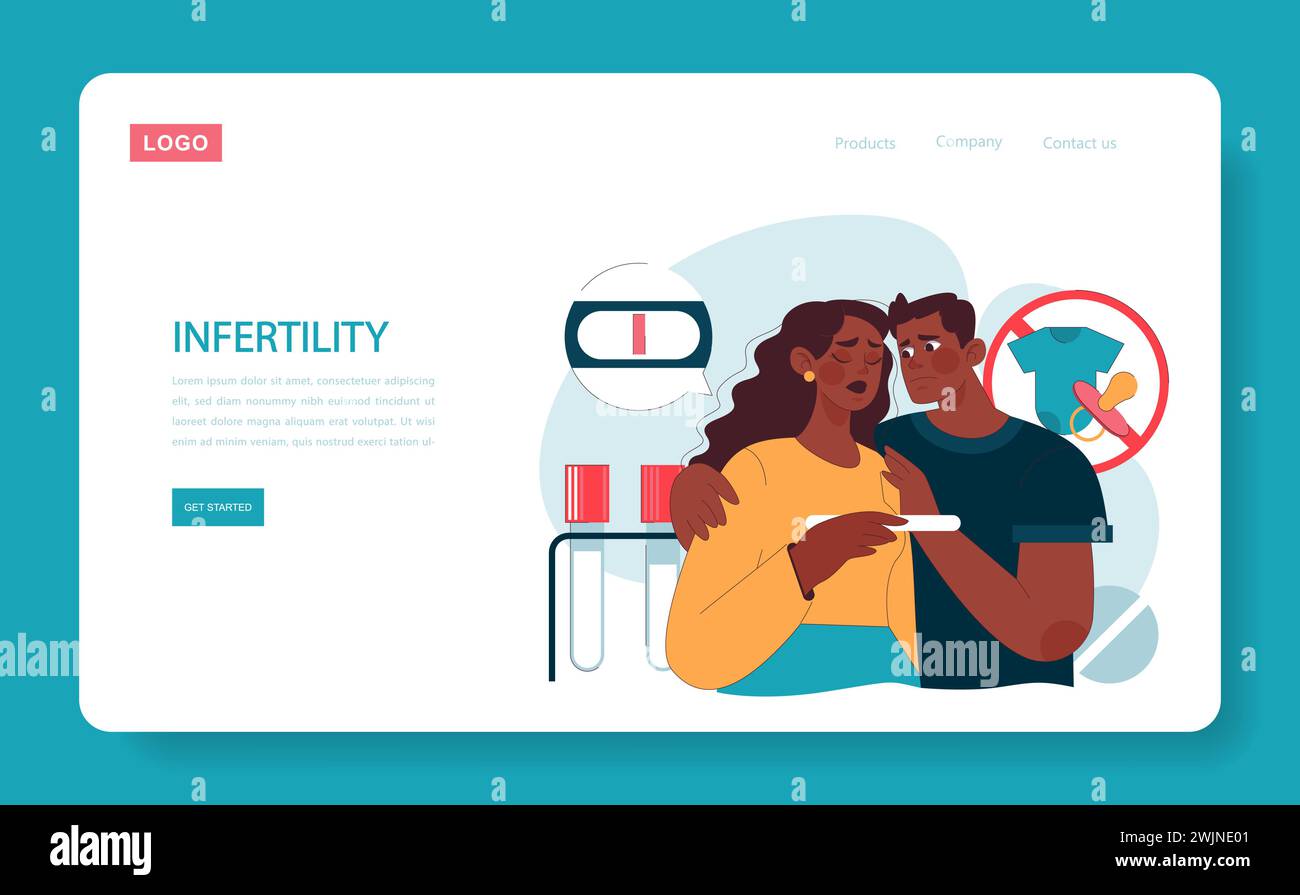 Infertility web or landing. Distraught couple facing infertility ...