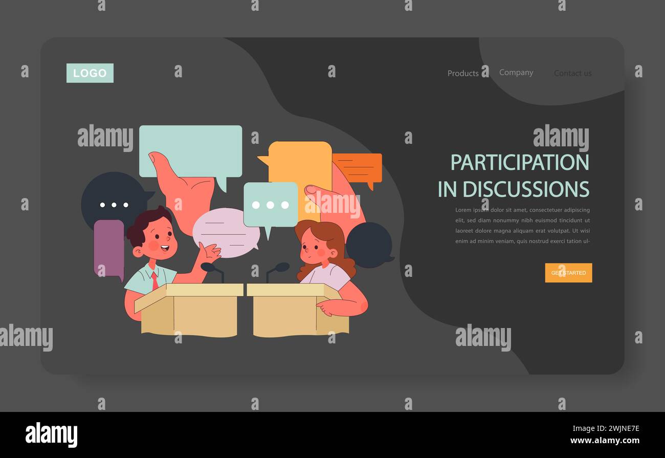 Children learn web or landing. Elementary school classes. Kids actively ...