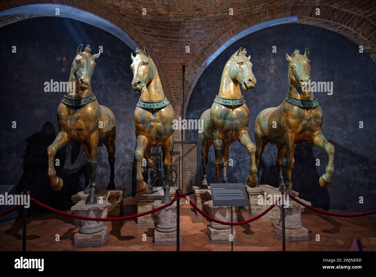 VENICE, ITALY, February 2, 2024 : Horses of Saint Mark also known as the Triumphal Quadriga or ...