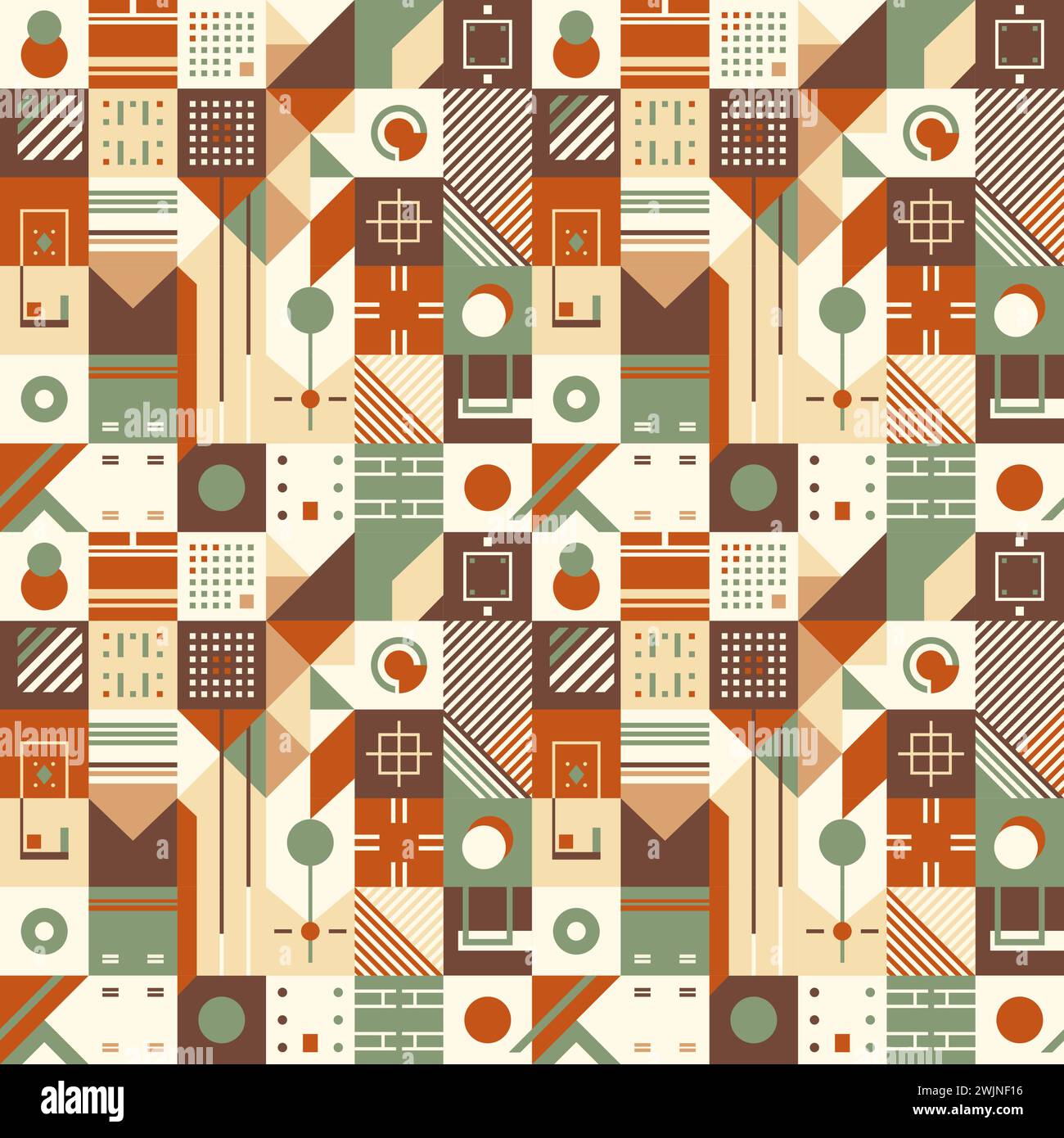 Seamless pattern in retro style with abstract geometric shapes and ...