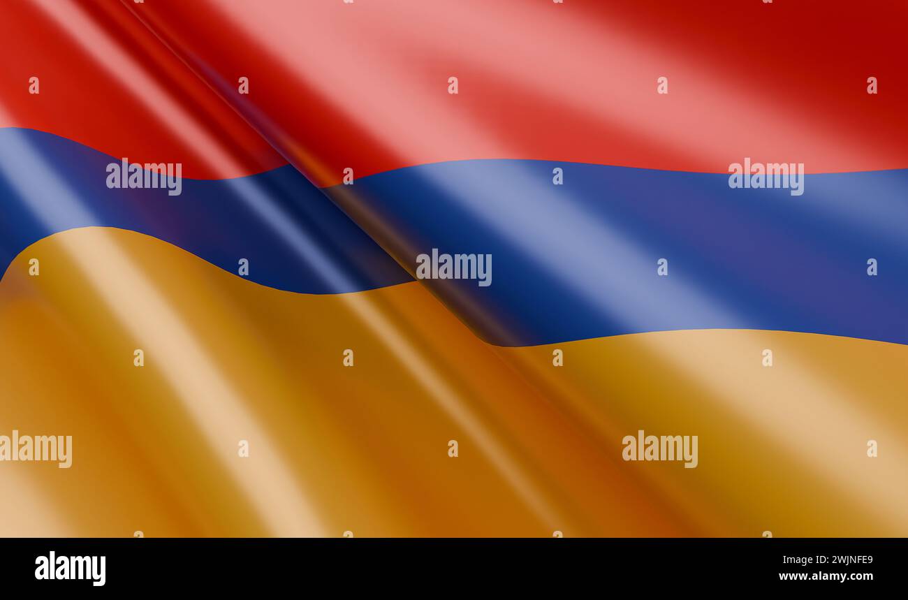 Waving Armenia Flag Satin Fabric - 3D Illustration Render Stock Photo ...