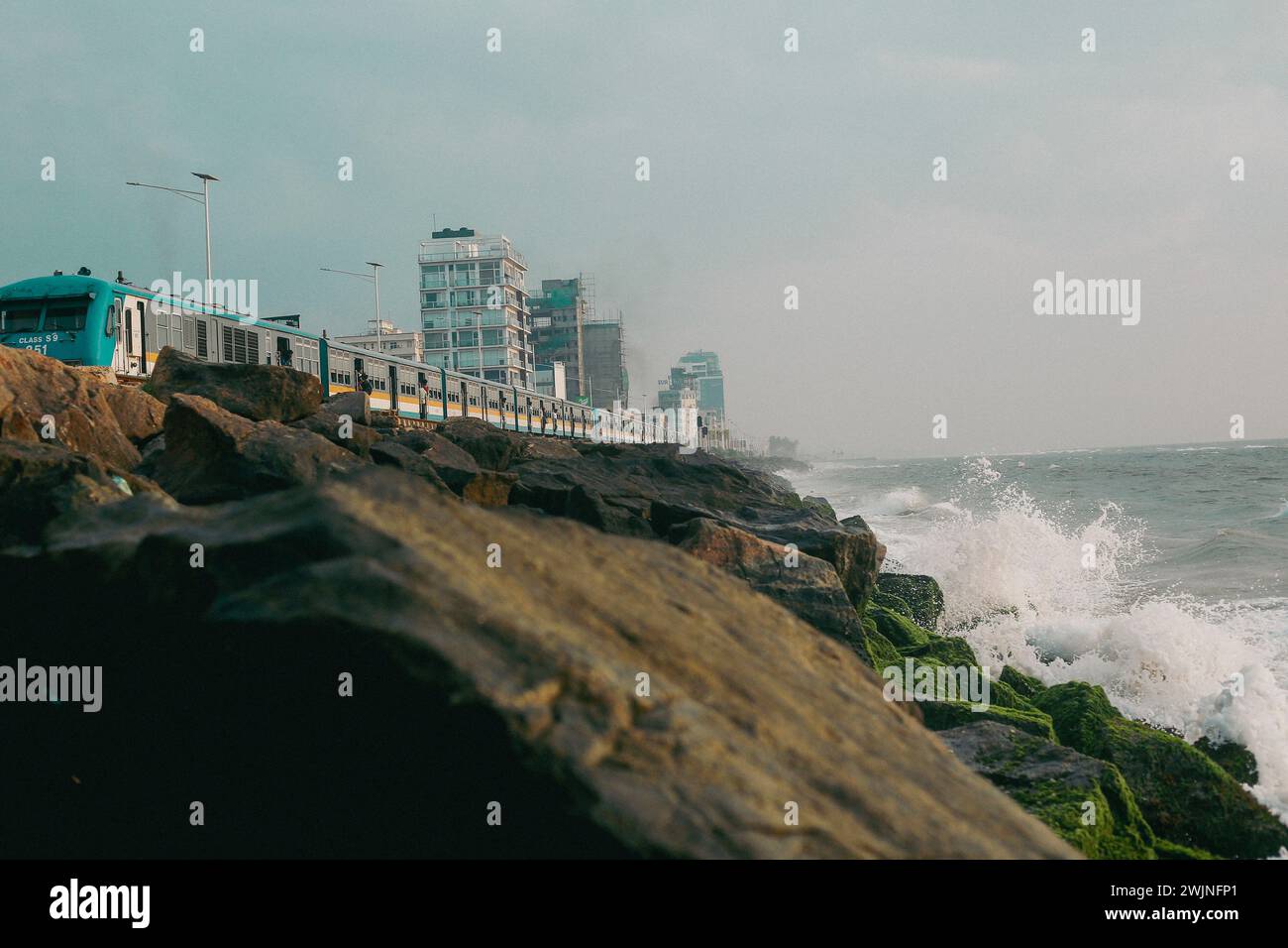 Ocean waves with sunsets are beautiful in Colombo Sri Lanka Stock Photo ...