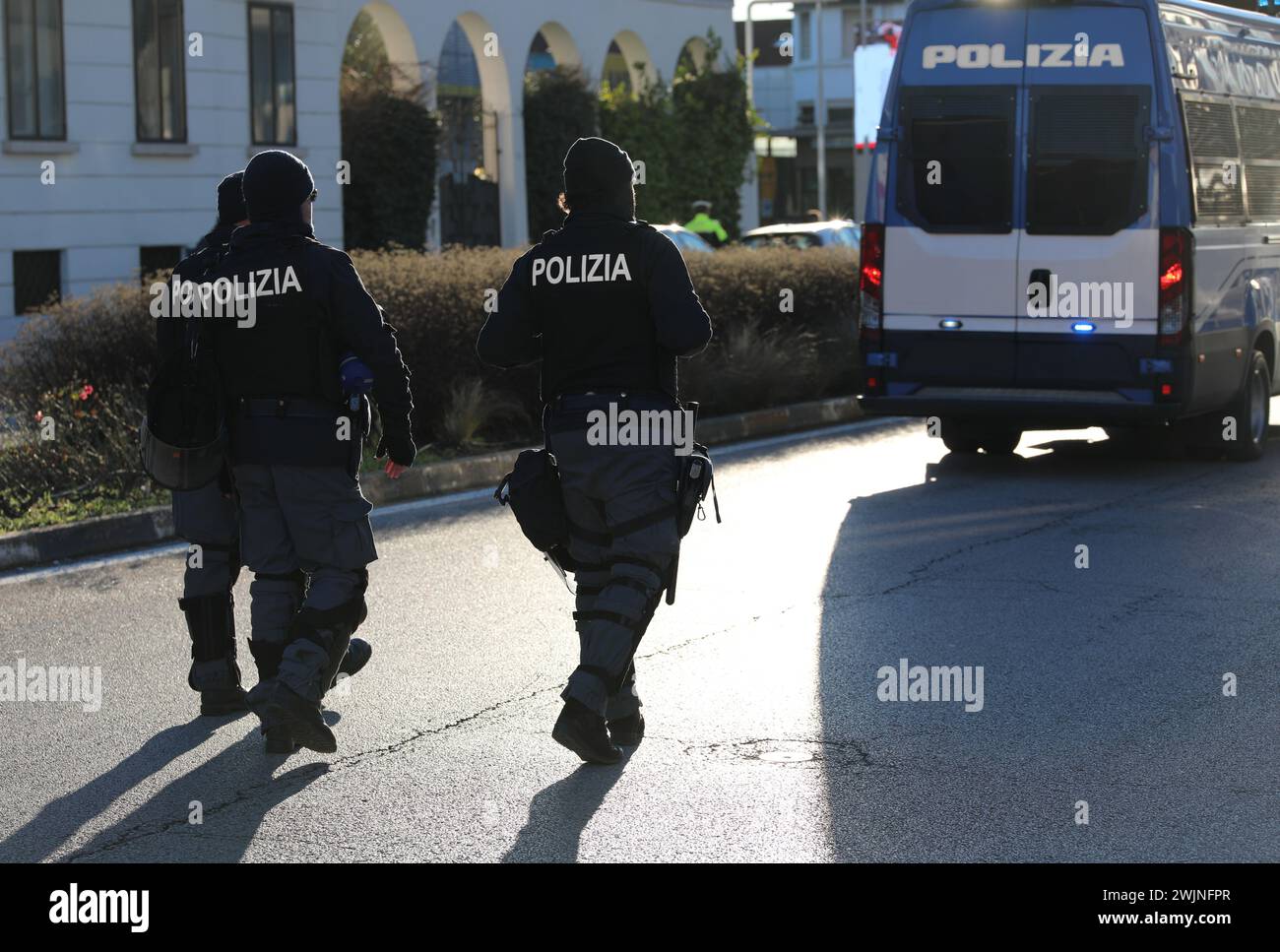 Vicenza, VI, Italy - January 20, 2024: Italian police in riot gear on ...