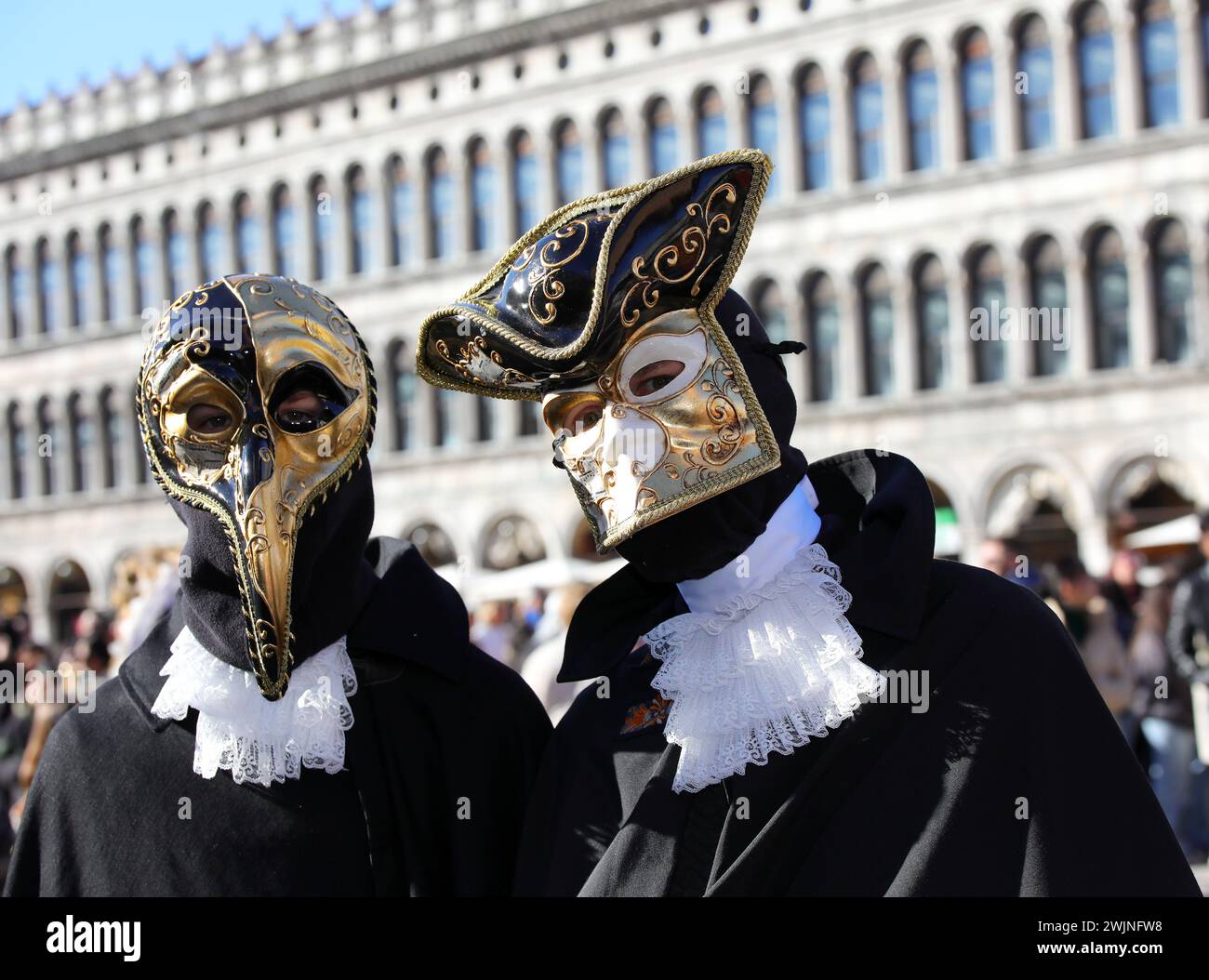Venice, VE, Italy - February 13, 2024: people with ancient Venetian ...