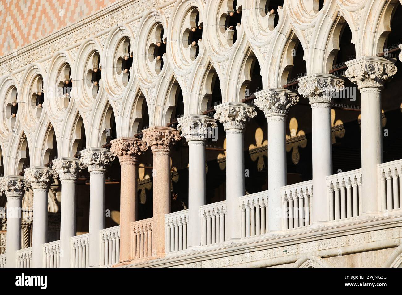 Venice, VE, Italy - February 13, 2024: detail of the columns and arches ...