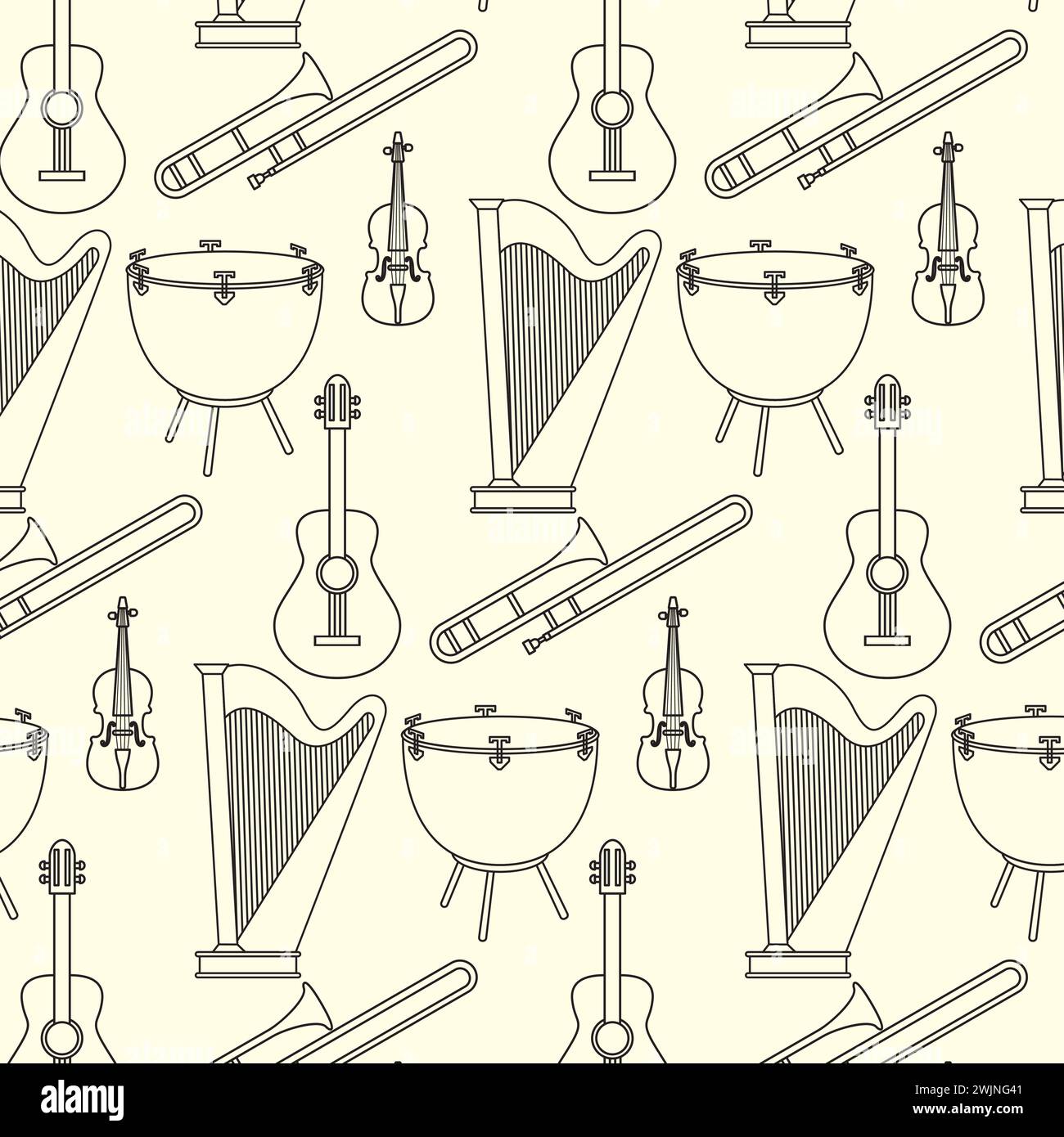 Seamless pattern background with musical instruments Vector Stock ...