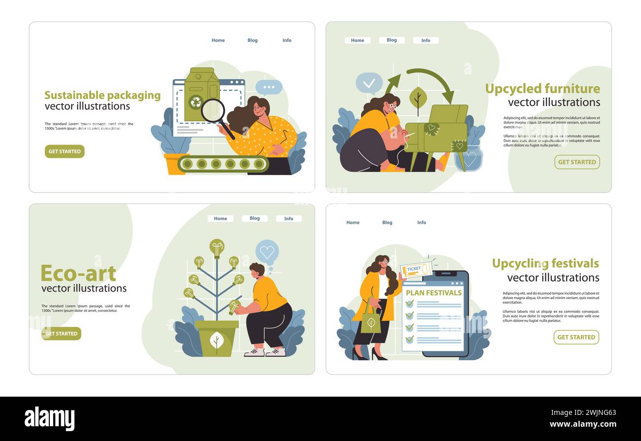 Upcycling Vector Illustration Set. A compelling visual set that ...