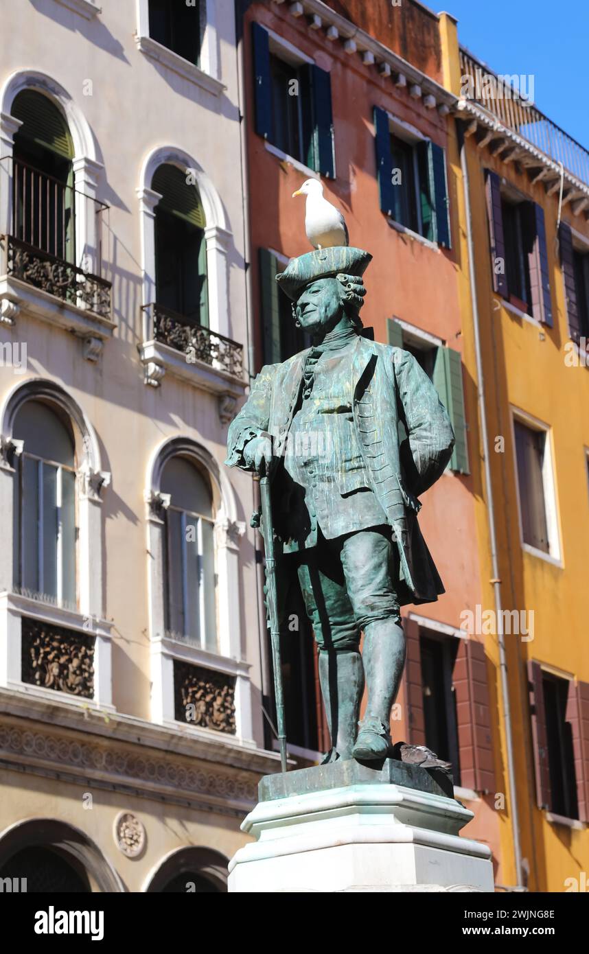 Venice, VE, Italy - February 13, 2024: statue of the famous Venetian ...
