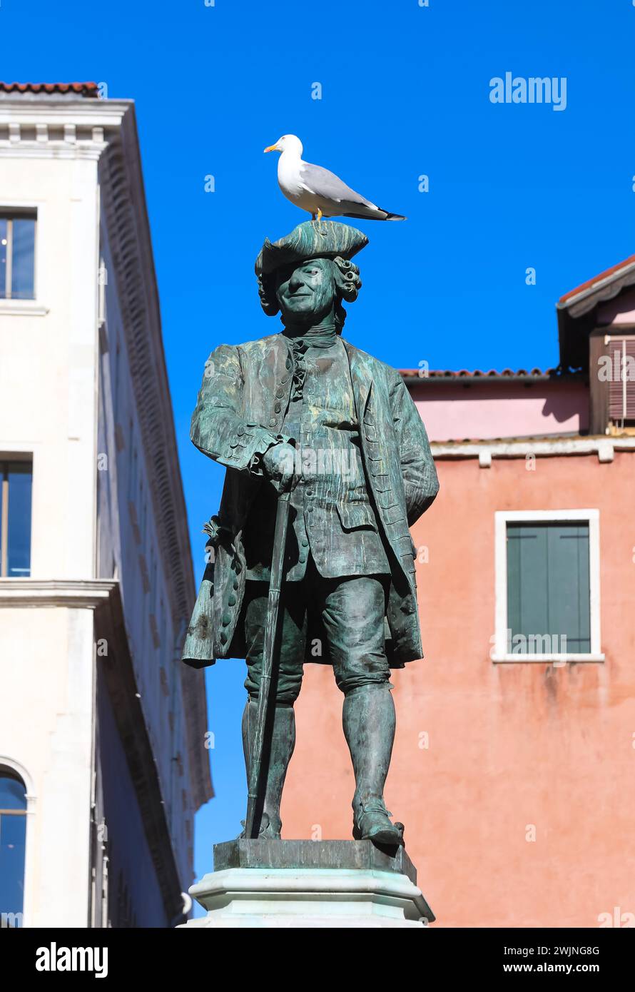 Venice, VE, Italy - February 13, 2024: statue of the famous Venetian ...
