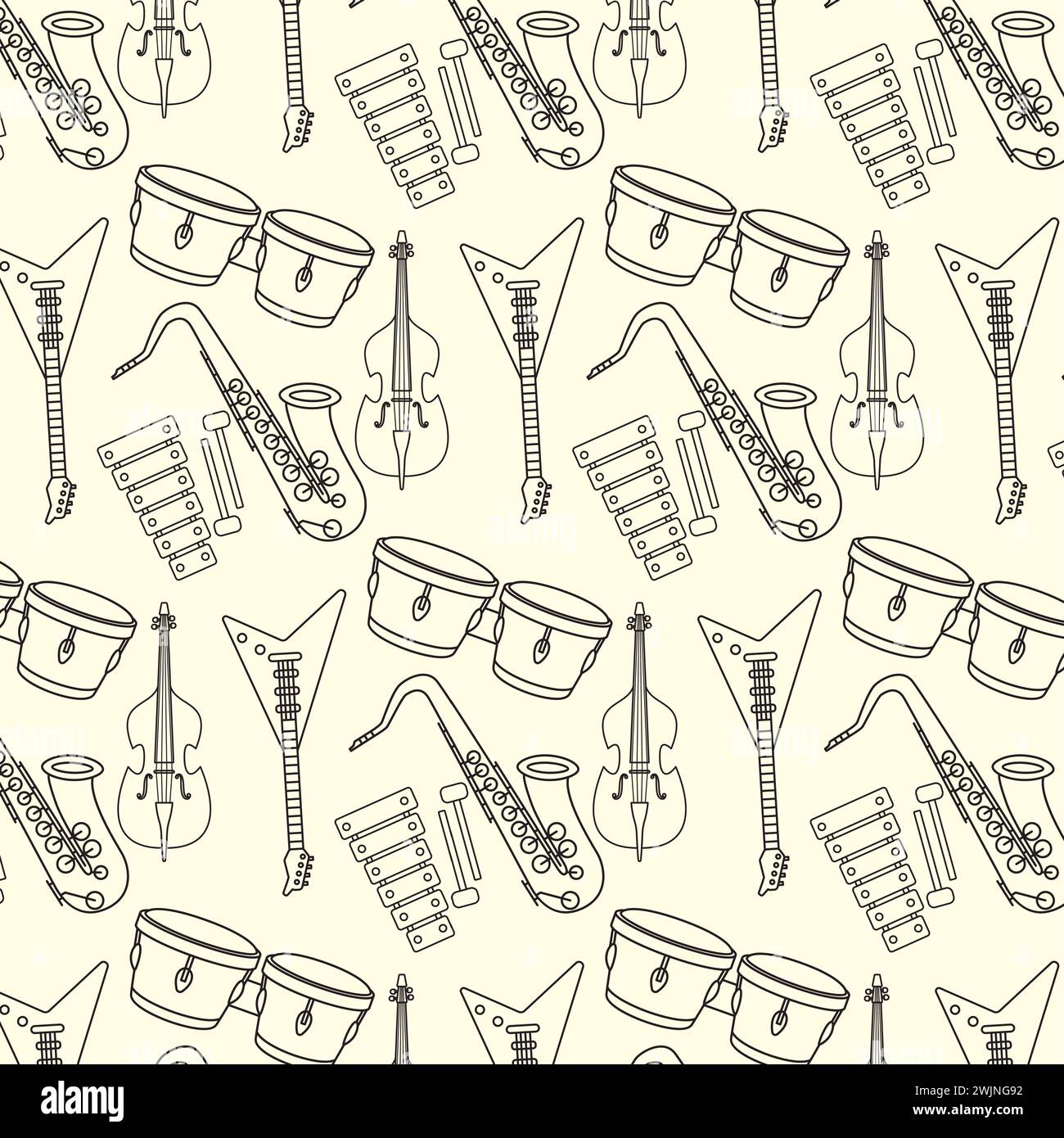 Seamless pattern background with musical instruments Vector Stock ...