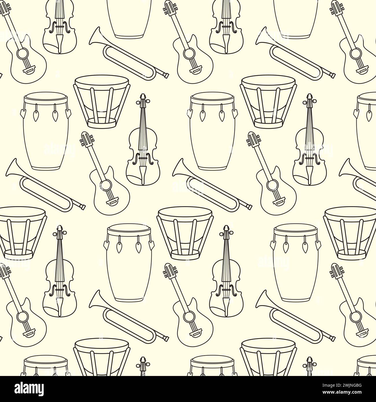 Seamless pattern background with musical instruments Vector Stock ...