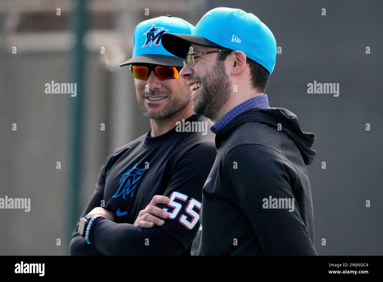 Miami Marlins president of baseball operations Peter Bendix, right ...