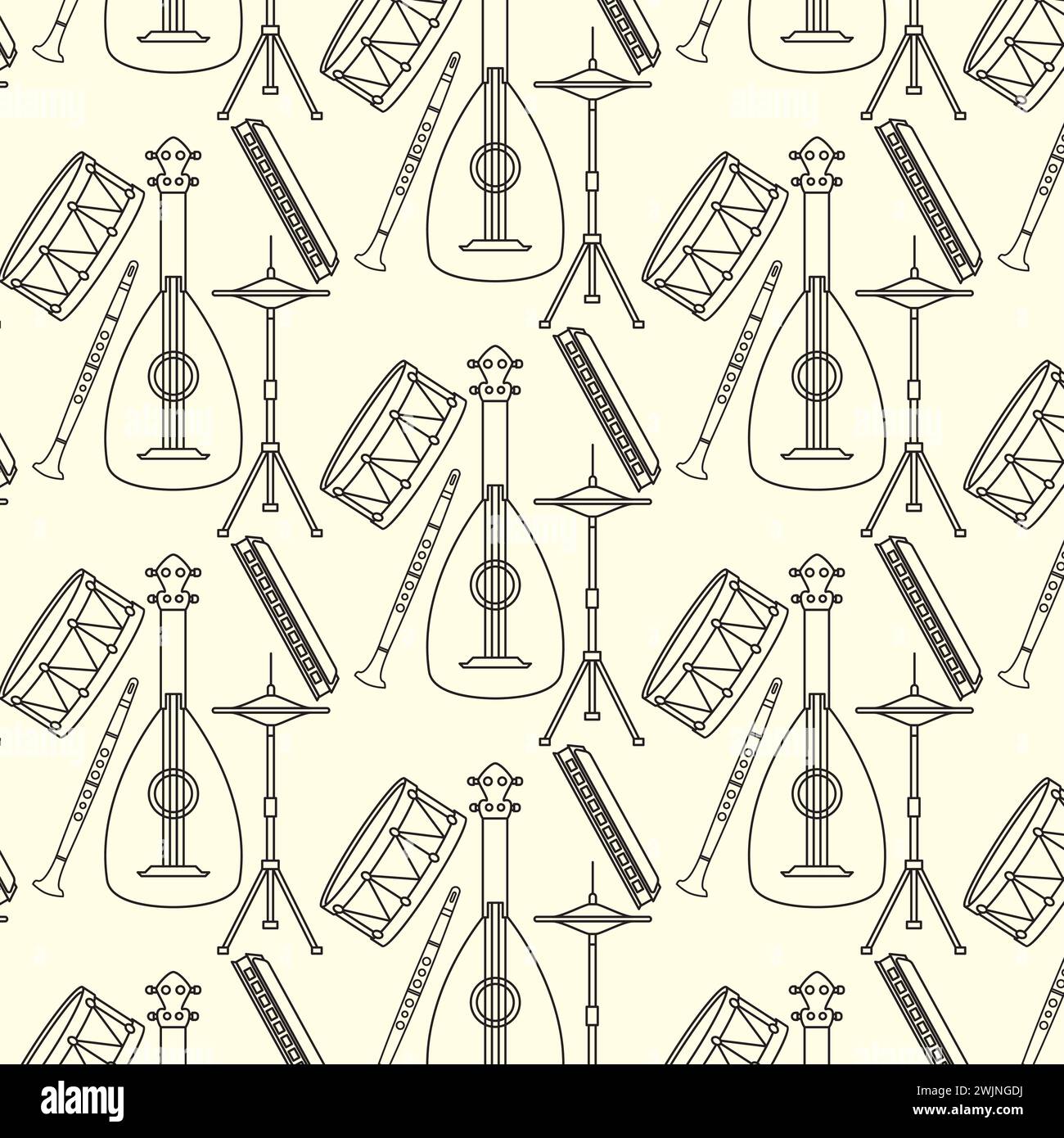 Seamless pattern background with musical instruments Vector Stock ...