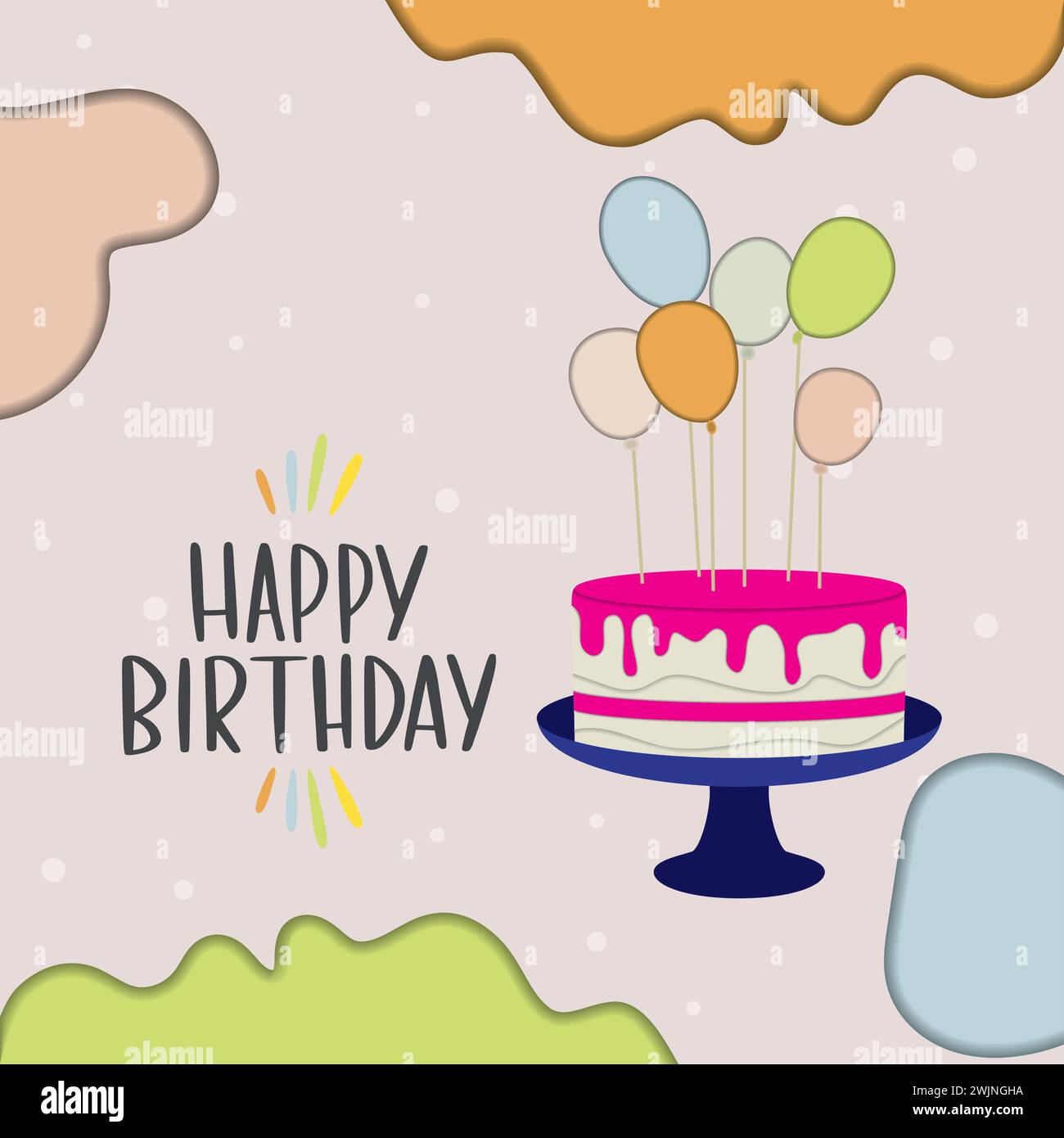 Colored multi layer happy birthday invitational card Vector Stock ...