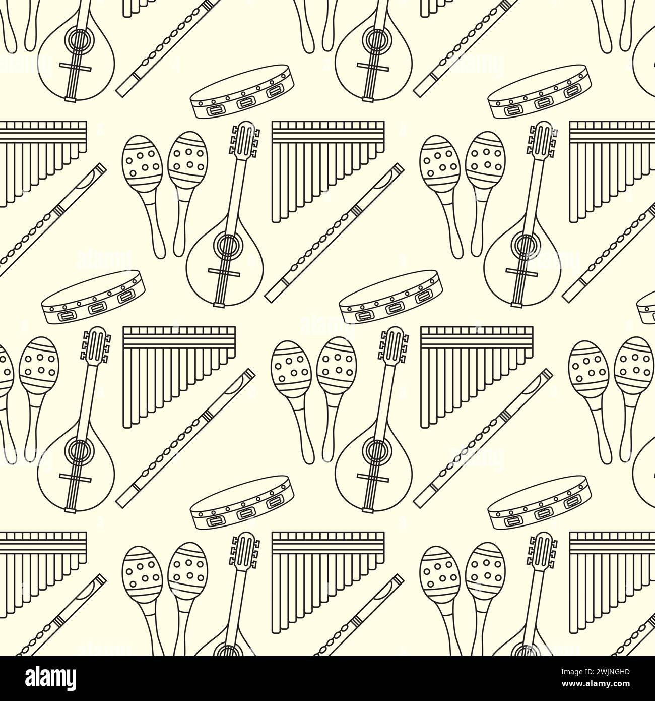 Seamless pattern background with musical instruments Vector Stock ...