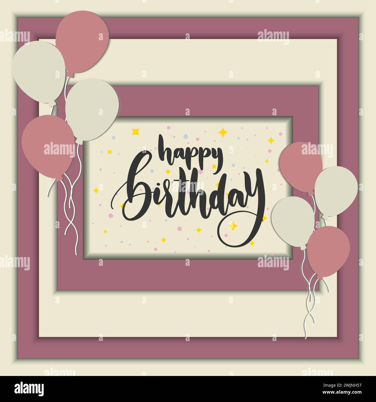 Colored multi layer happy birthday invitational card Vector Stock ...