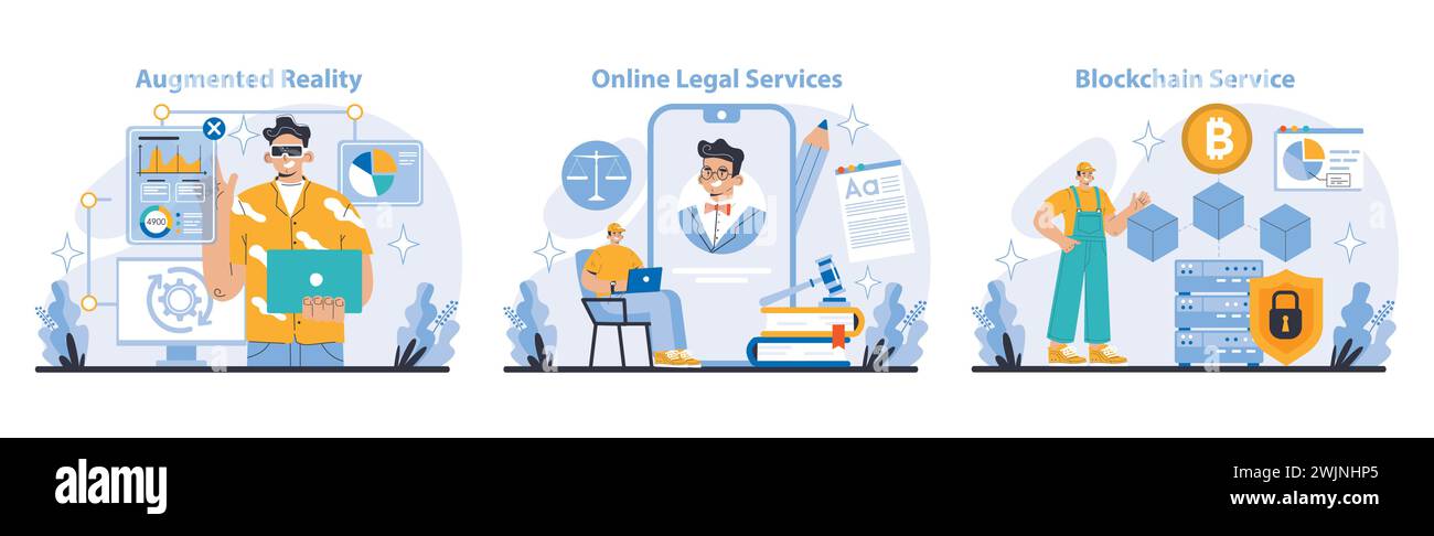 Technology and Innovation set. Immersive augmented reality experiences ...