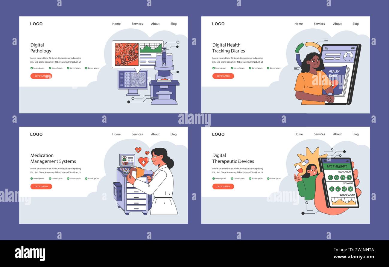 Digital healthcare interface set. Showcases pathology analysis, health ... Digital healthcare interface set. Showcases pathology analysis, health ...