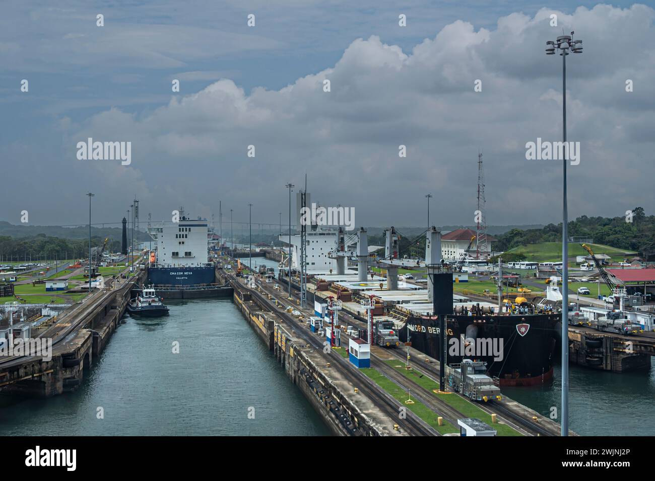 Panama Canal, Panama - July 24, 2023: Gatun locks at Atlantic side of ...