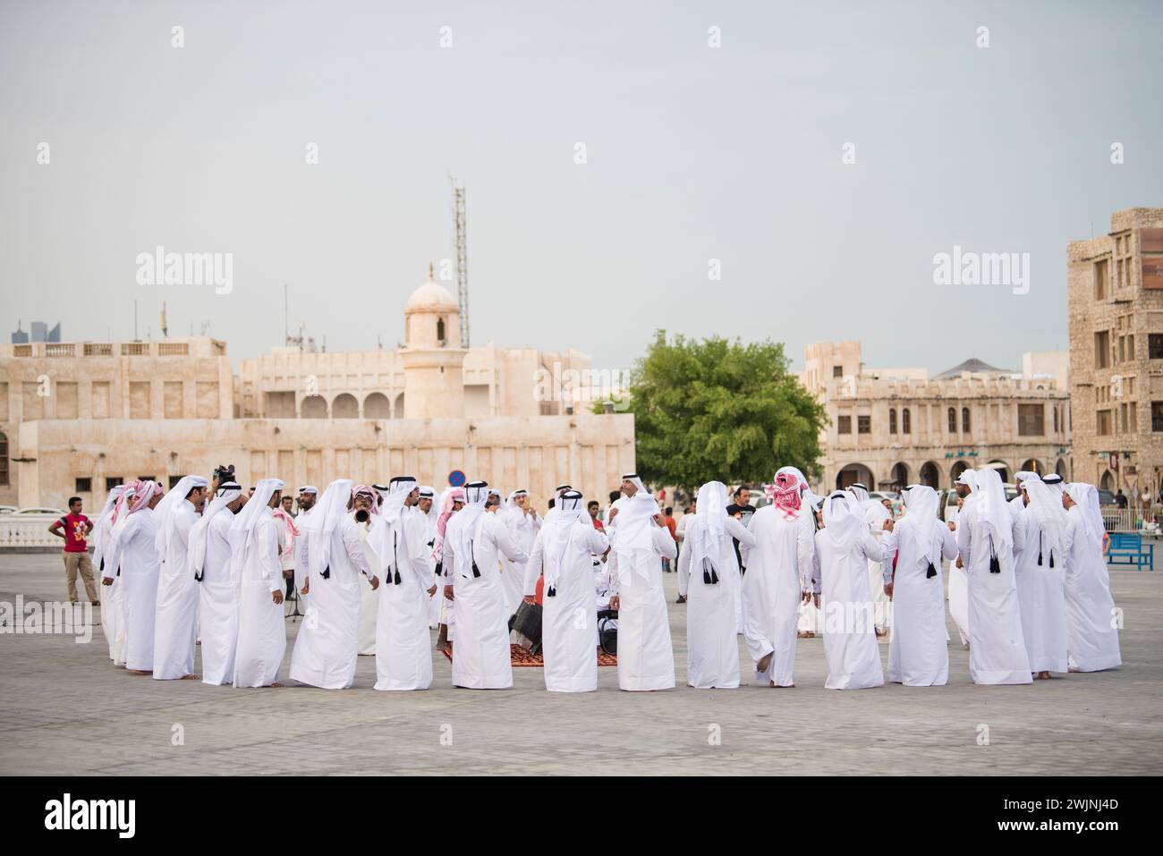 Doha, Qatar - April 22,2023: The performance of traditional Qatari ...