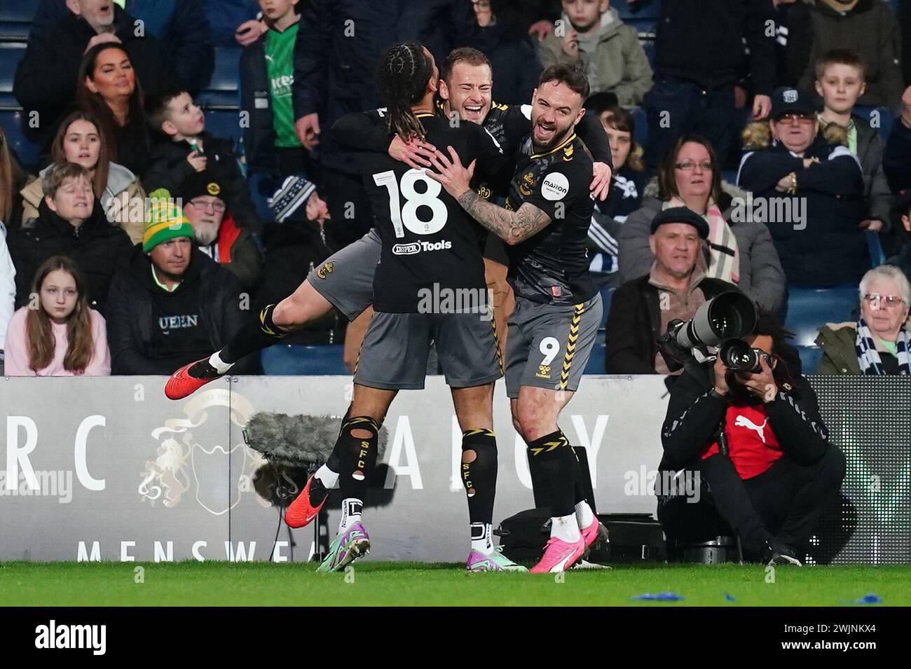 Southampton's Ryan Fraser (centre) celebrates scoring their side's ...