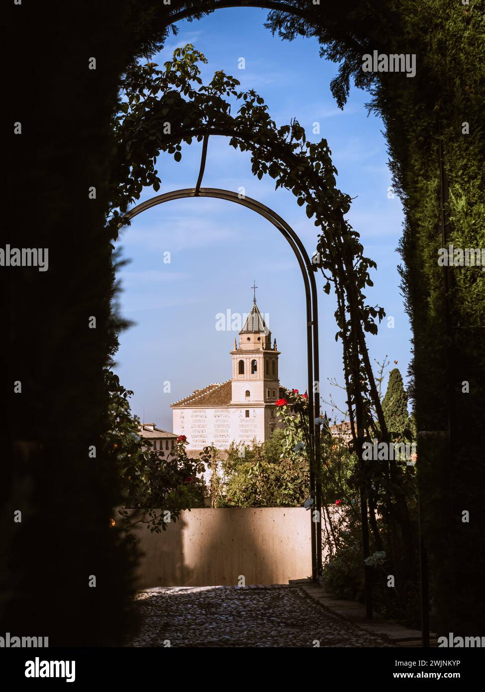 Tower of the church Iglesia de Santa Maria de la Encarnacion in the ...