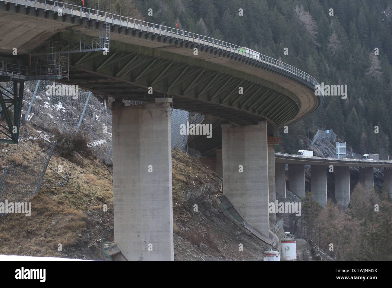 Luegbrücke, Tirol, Österreich 16. Februar 2024: Hier der Blick auf die ...