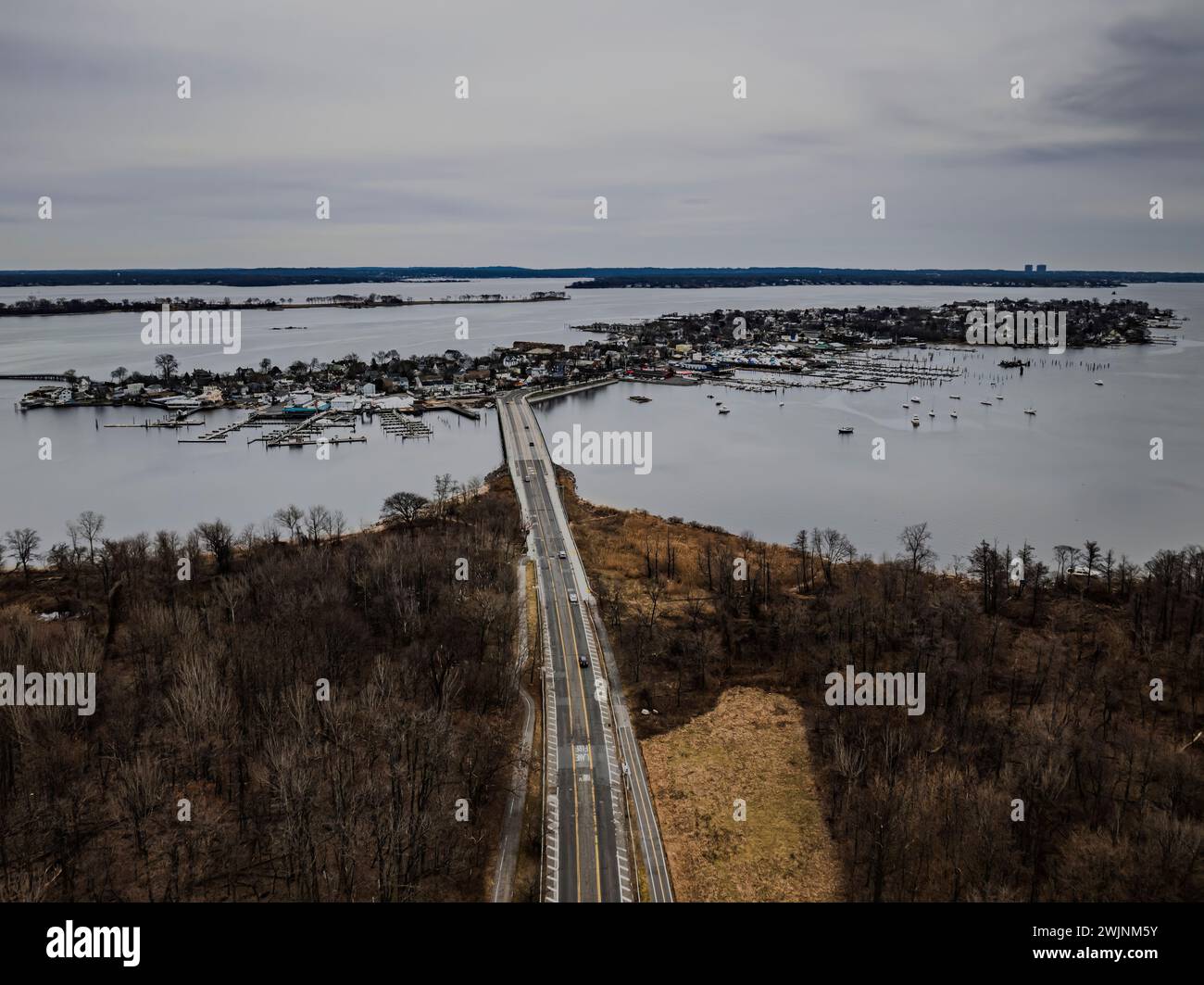 An aerial view of the marsh at Pelham Bay Park in the Bronx, New York ...