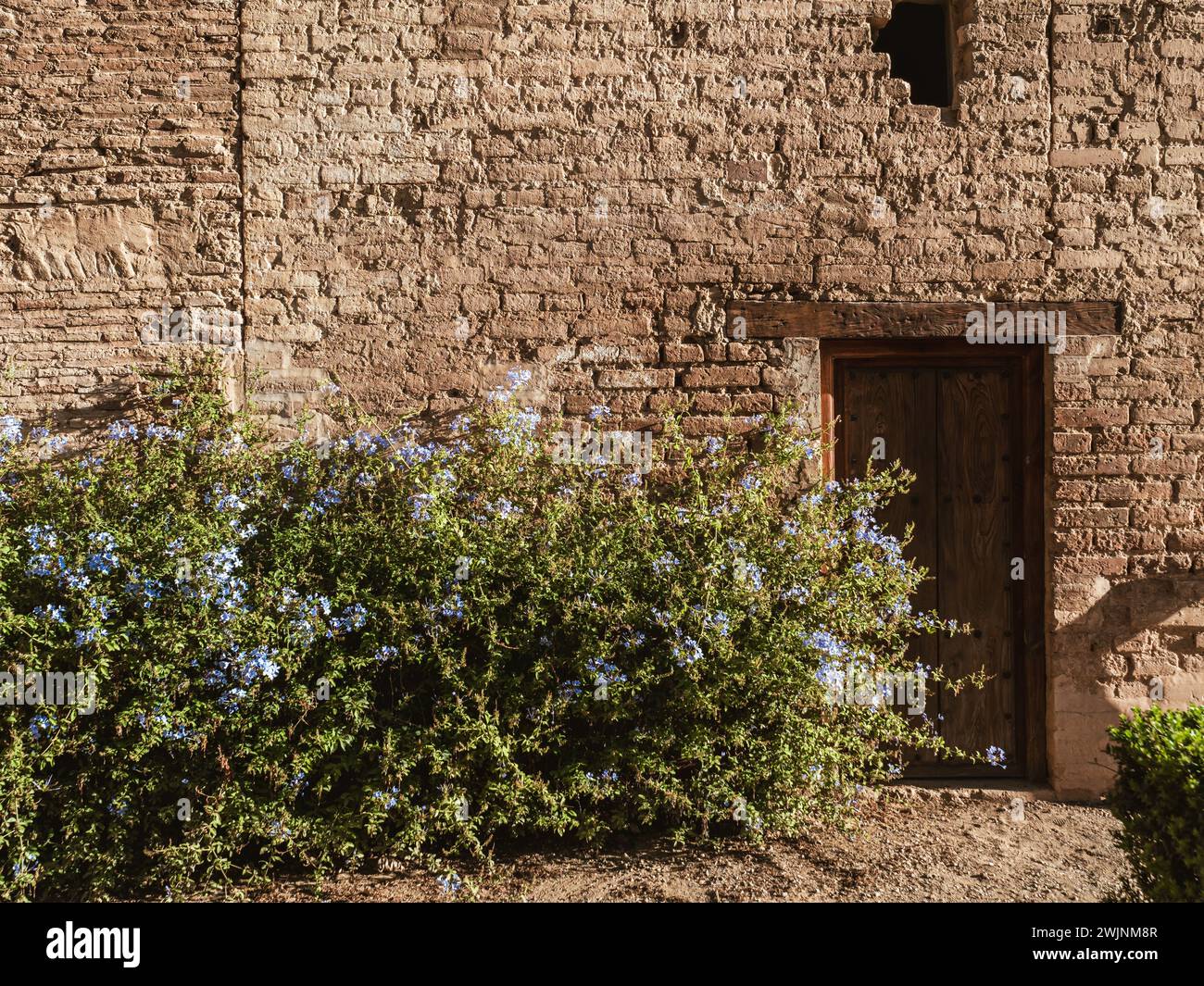 Old clay buildings in the El Partal part of the Alhambra palace complex ...