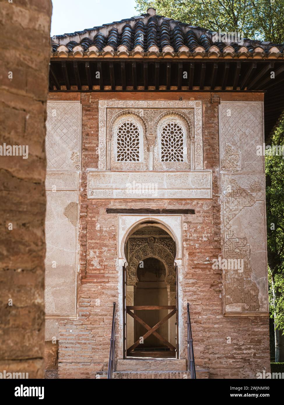 A bastion tower inside the Alhambra palace complex in Granada ...