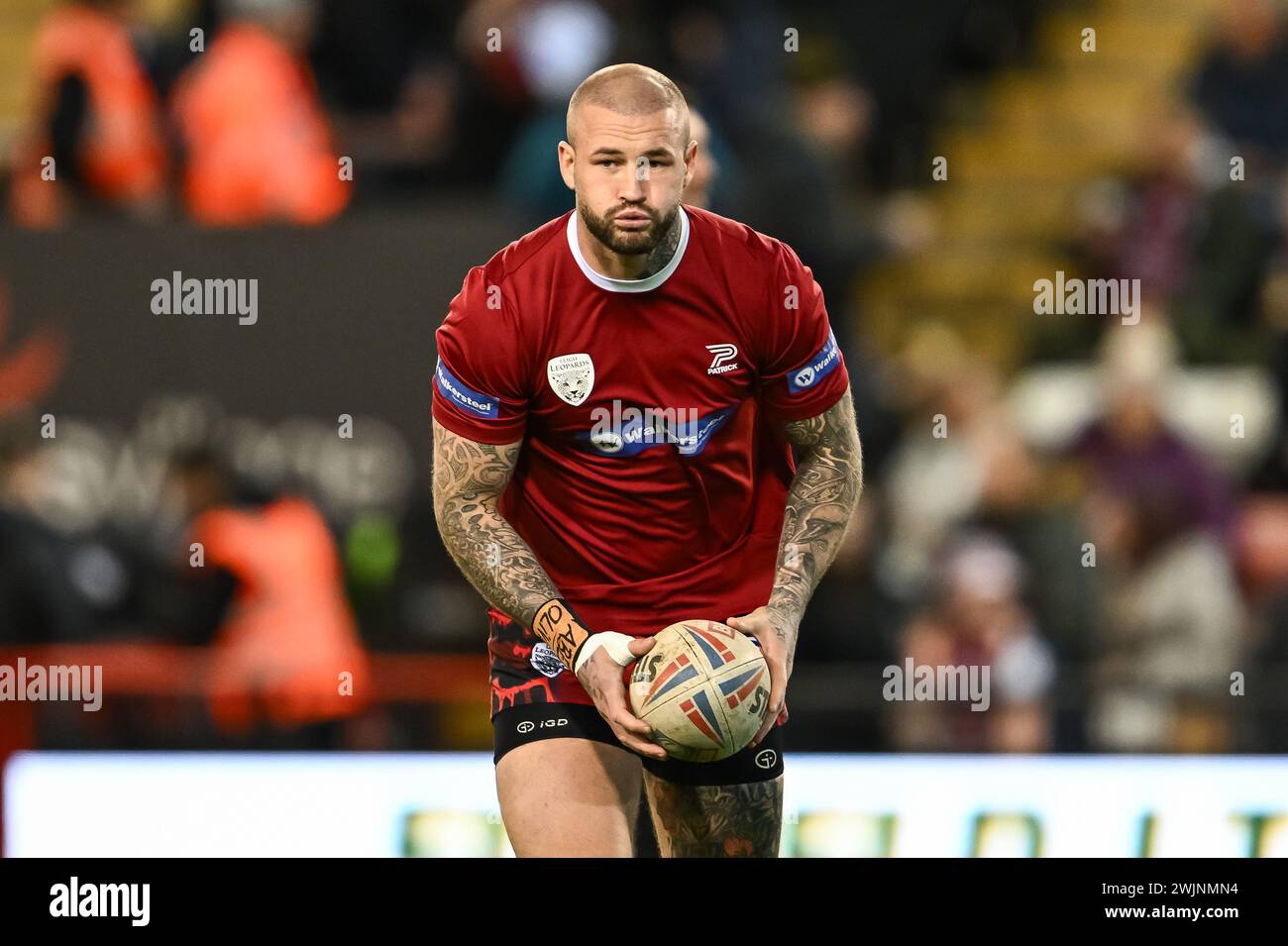 Zak Hardaker of Leigh Leopards during pre match warm up ahead of the ...