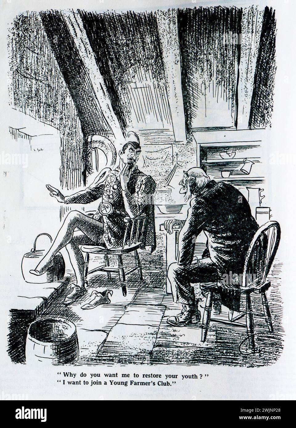 A cartoon from The Dublin Opinion Magazine showing an old man asking ...